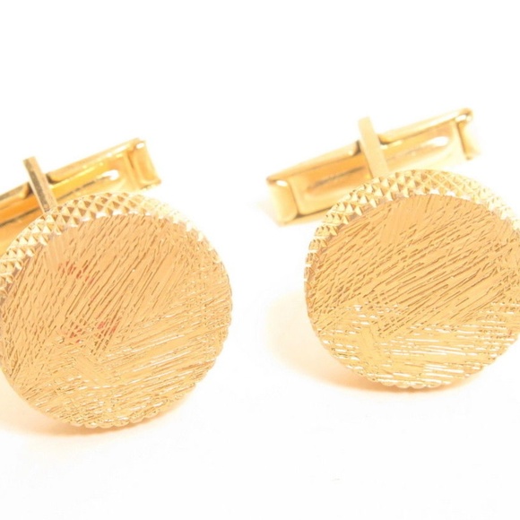 Accessories | Vintage Textured Circle Design Gold Cufflinks | Poshmark